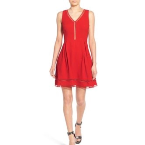 J.O.A. | Dresses | Joa Red Lattice Trim Aline Dress | Poshmark